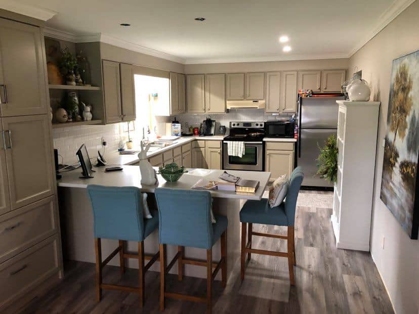 Beautiful Kitchen With China Cabinet and Island